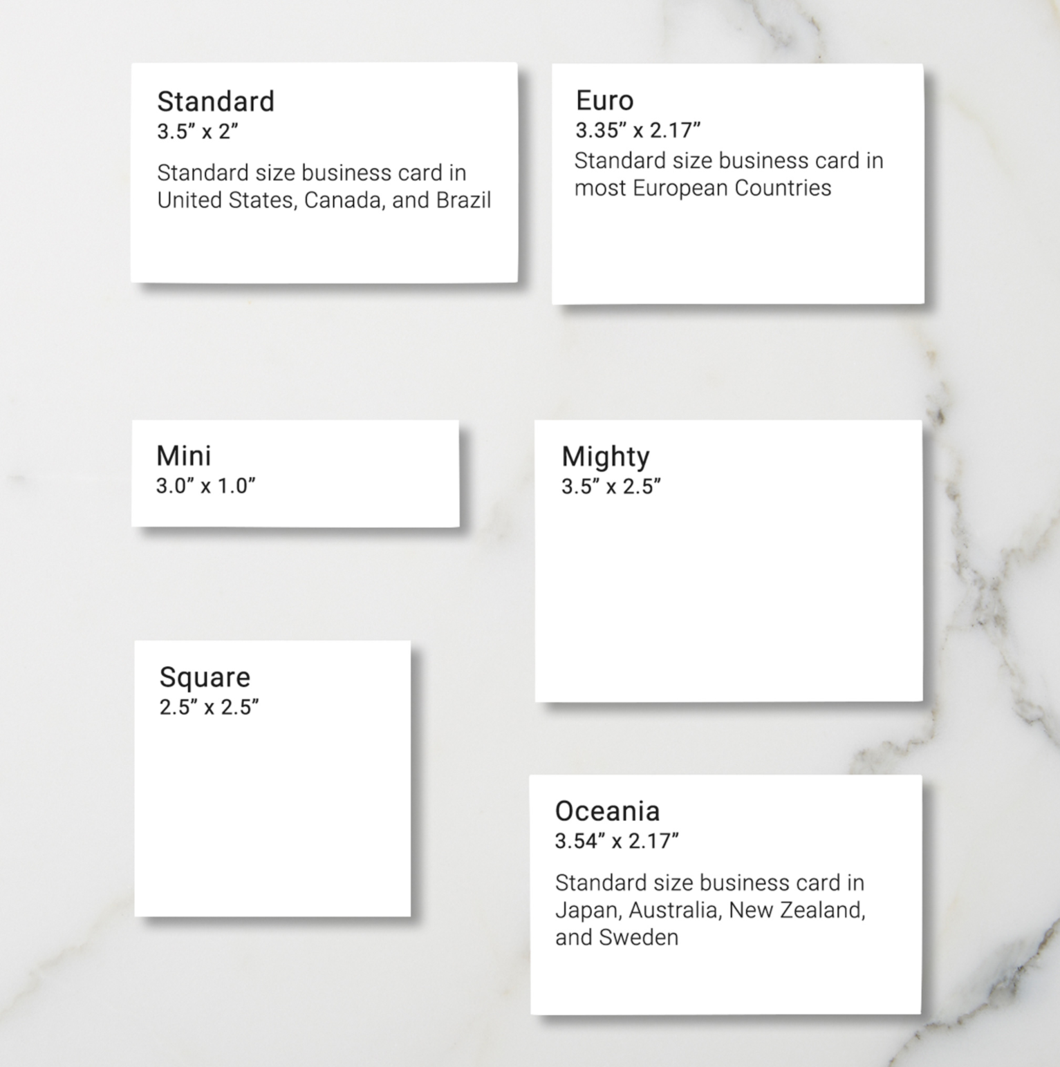 Size & Formats - Top Business Cards